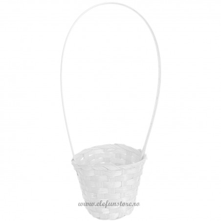 Cosulete - Cosulet din ratan vopsit alb cu toarta D13cm , H30cm