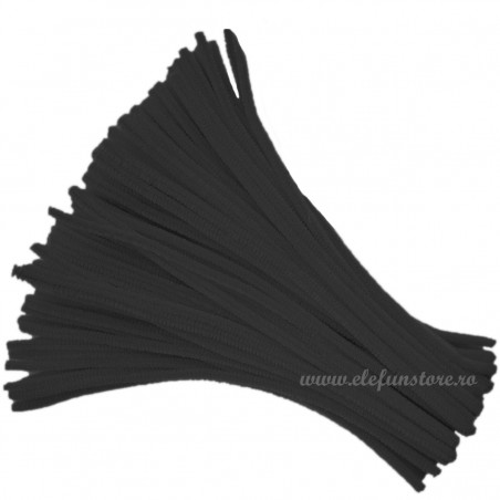 Sarma, Tije, Chenille - Set 100 Chenille - Sarma Plusata Neagra 30cm*5mm