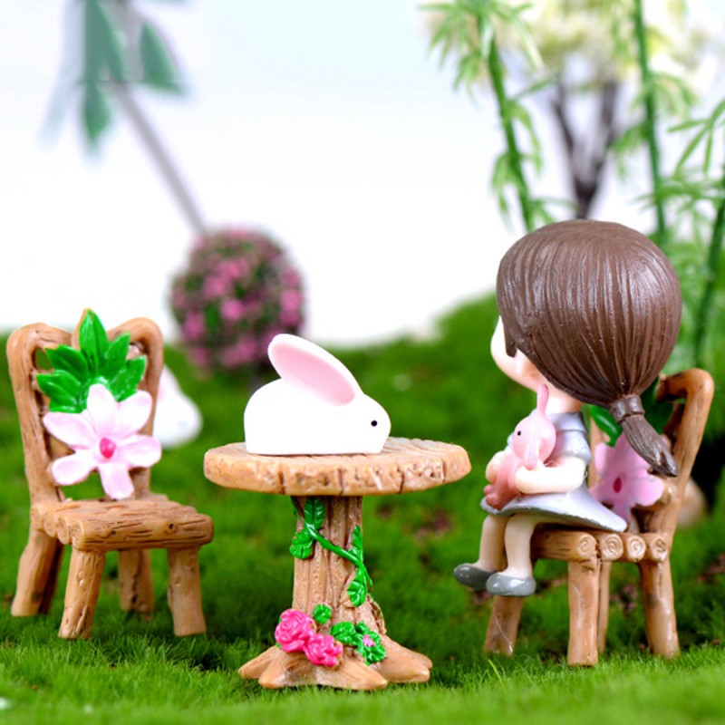 Figurine si Miniaturi Fairy Garden - Figurine rasina masa cu scaune bej ...