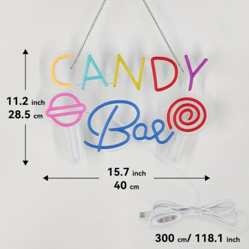 Articole carnaval - Semn luminos neon CANDY BAR colorat la cel mai mic pret