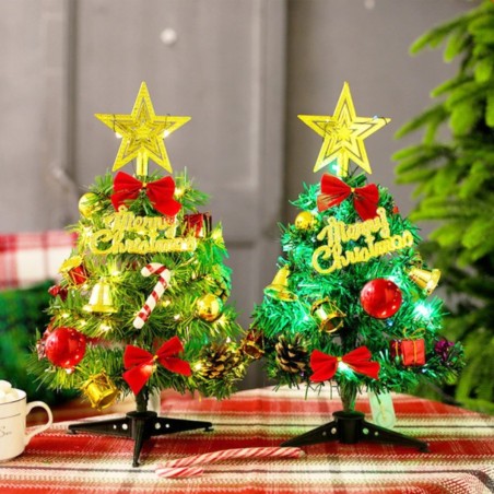 Decoratiuni Craciun - Brăduț de Crăciun 30cm – Decorat cu LED, Globuri ...